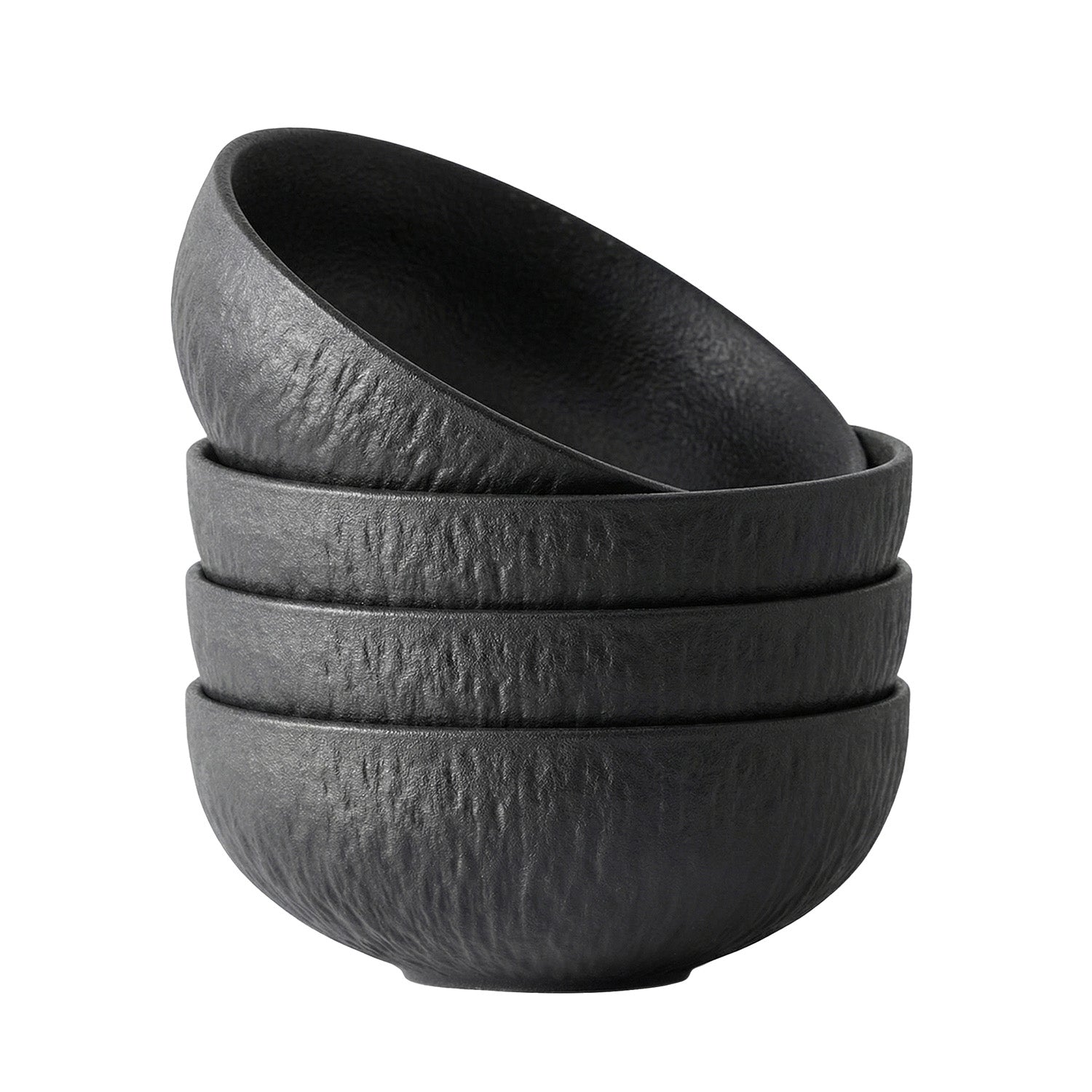 KINGSTONE Black Bowls Set, 20.4 OZ Matte Marble Pattern Premium Porcel