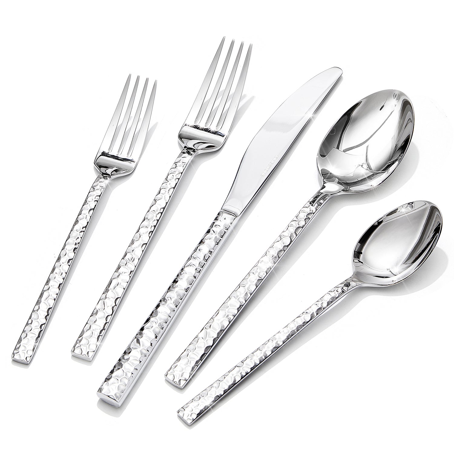 KINGSTONE Hammered Silverware Set, 18/10 Stainless Steel Flatware Set,